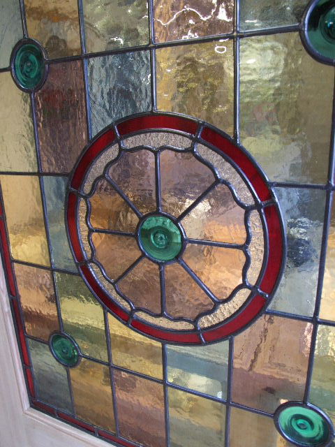 Three Over One Panel Stained Glass Front Door - Stained Glass Doors Company