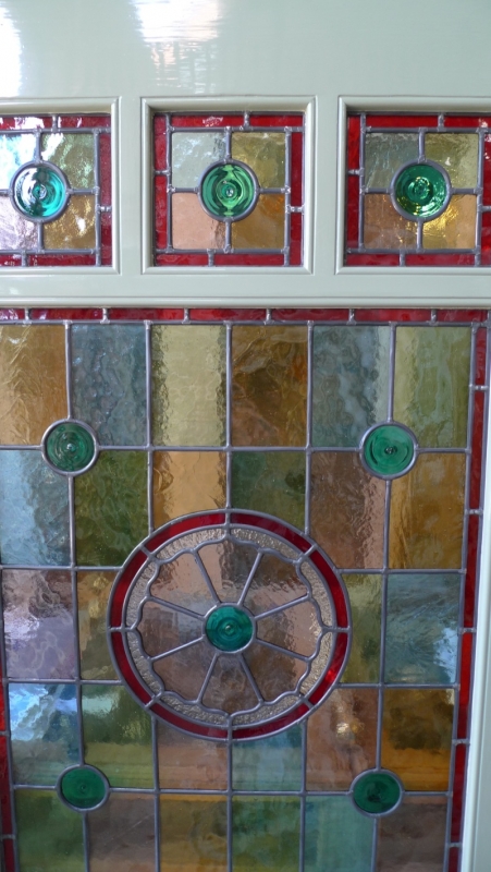 Three Over One Panel Stained Glass Front Door - Stained Glass Doors Company